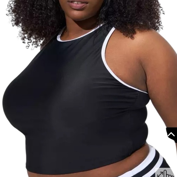 torrid | Swim | Torrid Blackwhite Color Banding High Neck Wireless ...
